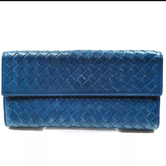 Bottega Veneta | Bags | Bottega Veneta Long Wallet Blue Leather | Poshmark